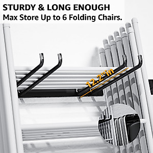YYR Folding Chair Storage Rack, Garden Tool & Foldable Chairs Organizer Hangers for Garage Organization, Lawn, Beach, Camping, Yard Chairs Hooks Wall Mount, Soild Metal Max Load 480 LBS - 4 Pack
