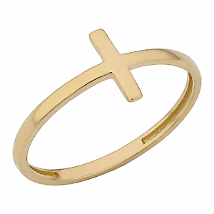 Kooljewelry 10k Yellow Gold High Polish Cross Ring (size 9)