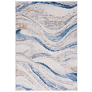 SAFAVIEH Palma Collection Area Rug - 6'7" x 9'2", Beige & Light Blue, Non-Shedding & Easy Care, Ideal for High Traffic Areas in Living Room, Bedroom, Dining (PAM334A-6)