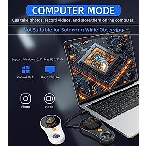 Macro Microscope Digital Fixed Focus 2.0 inch IPS Color Screen, 200w Pixel, 500x Magnification, Portable Handheld Magnifying Glass, Built-in 8LED Lights Compatible with Windows, Mac OS (Black)