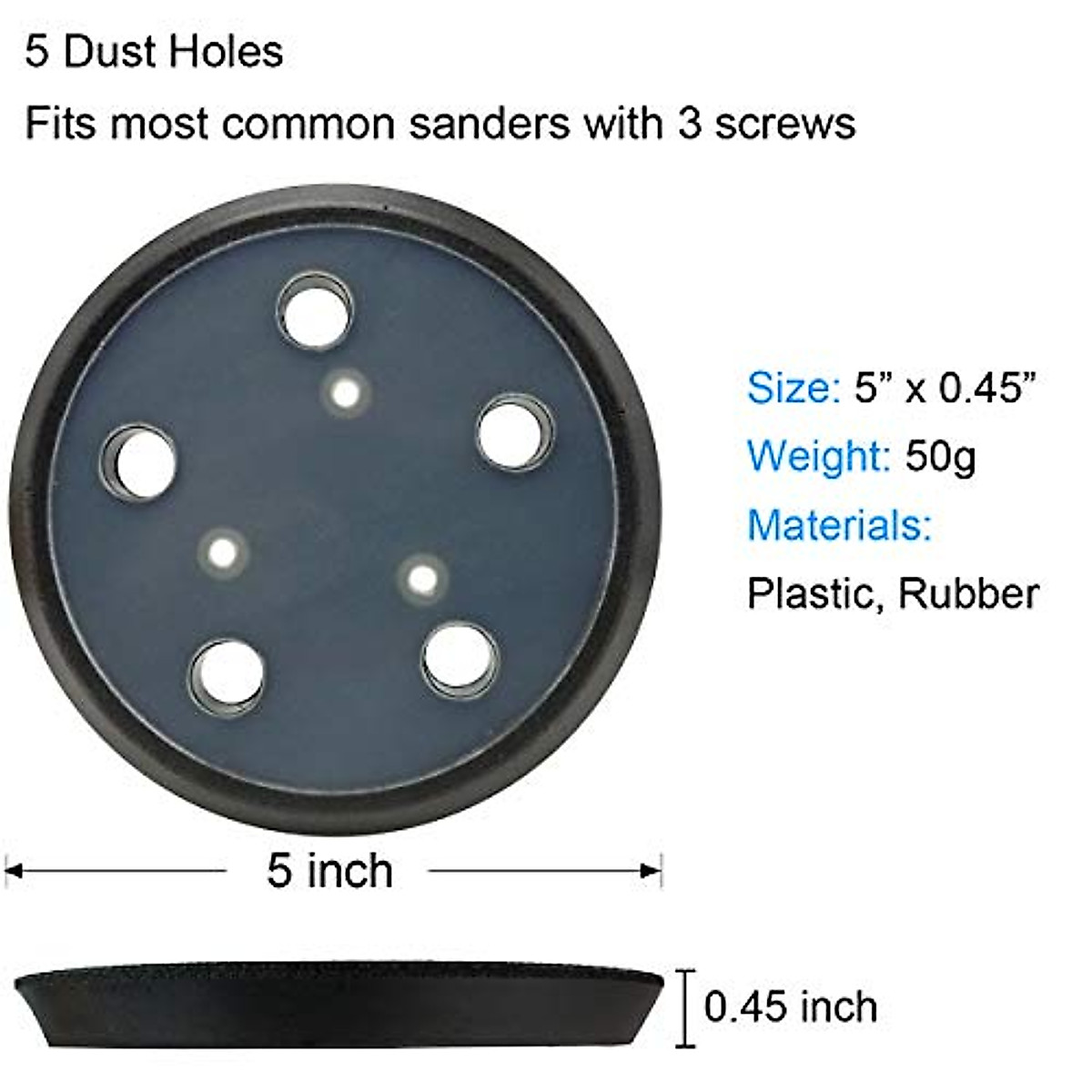 5-Inch 5 Holes Hook and Loop Sander Pad Standard Replacement Pad for Porter Cable 333 and 333VS Random Orbit Sanders Porter Cable OE # 13904/13909 (1), RSP29, Model 333 Sander