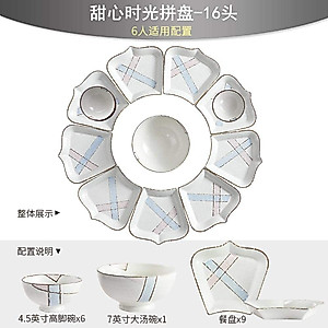 GagalU 16-Piece Stoneware Dinnerware Set, Dinner Sets Assorted Combination Ceramic Tableware Set Household Dishes Bowl Plate Set, Service for 6