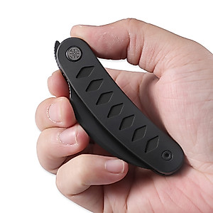Cavol Knife Kage-C03 Front Flipper Knife,2.52" M390 Stonewashed Blade Pocket Knife,3.39" 6AL4V Titanium Handle,Ceramic Ball Bearing with Liner Lock,Outdoor Folding Knife (Black)