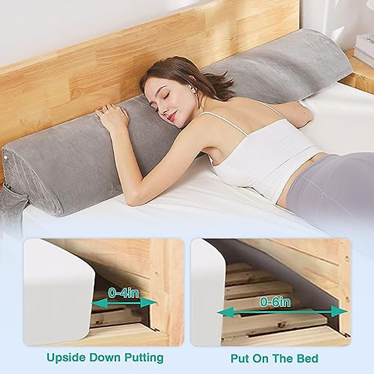 FSCGIFE King Size (76"x10"x6") Bed Wedge Pillow for Headboard Bed Gap Filler (0-6"), Headboard Pillow Wedge Mattress Wedge Pillow to Fill The Gap Between Headboard and Mattress