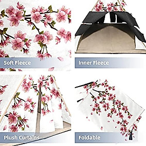 enheng Small Pet Hideout Sakura Flowers Hamster House Guinea Pig Playhouse for Dwarf Rabbits Hedgehogs Chinchillas