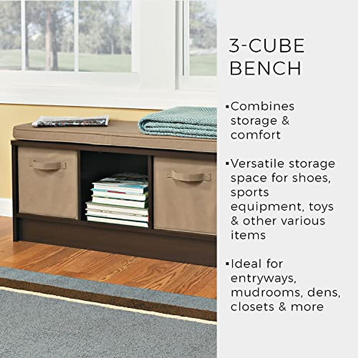 ClosetMaid 1569 Cubeicals 3-Cube Storage Bench, White
