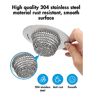 Sink Drain Strainer, Reversible Mesh Sink Strainer with 304 Stainless Steel, Wokdada Revolutionary Anti-Rust Kitchen Sink Strainer Food Catcher for Garbage Disposal Without Clogging