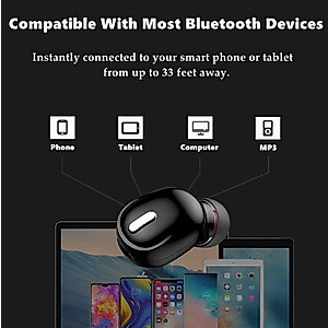 Wireless Earbuds, Single Bluetooth Earbud 5.0, Mini Invisible Headset, in-Ear Headphone with Charging Cable, HiFi Stereo Headset for Sports Driving, 5 Hrs Playtime for iOS Android Phones PC (Black)