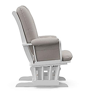 Storkcraft Tuscany Custom Glider and Ottoman with Free Lumbar Pillow (White/Taupe Swirl) - Cleanable Upholstered Comfort Rocking Nursery Chair with Ottoman