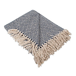 DII Diamond Throw Collection Cotton Woven, 50x60, Nautical Blue