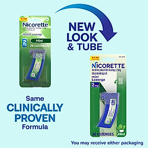 Nicorette 2 mg Mini Nicotine Lozenges to Help Quit Smoking - Mint Flavor Stop Smoking Aid, 20 Count