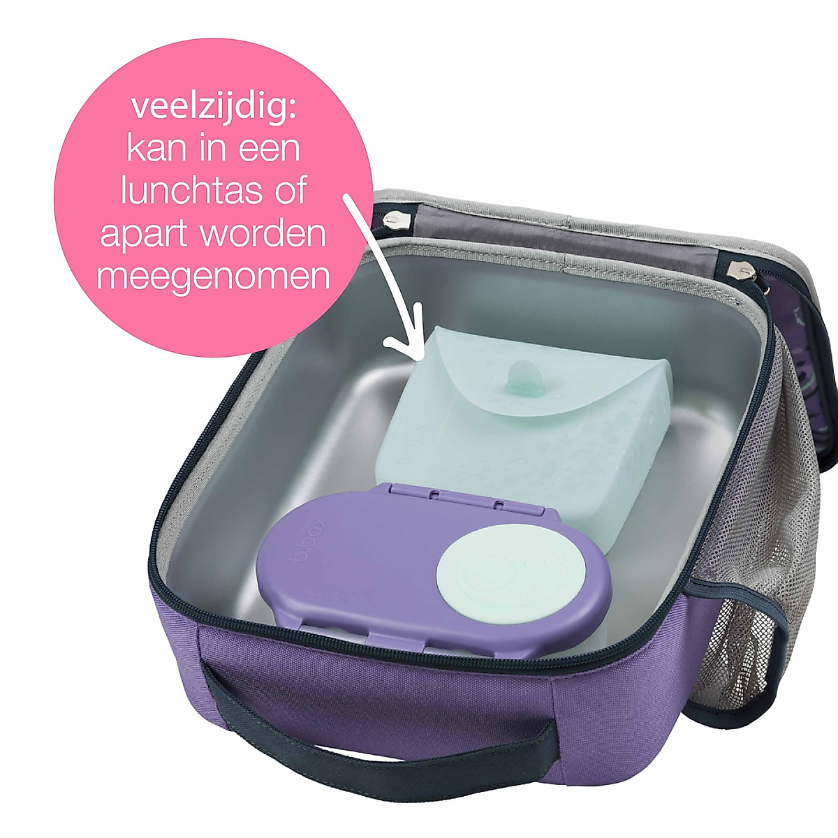 b.box NEW Silicone Sandwich Pocket | Reusable Silicone Pouch, Bento Box Divider | Fits in Lunch Box | Microwave, Freezer & Dishwasher Safe | Food Meal Prep Storage Container (Ages 3+, Forest)