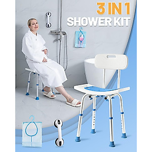 Leagent HSA FSA Shower Chair with Back, Shower Stool for Inside Shower, Shower Seat for Inside Tub, Bath Chair for Inside Bathtub for Elderly/Handicap