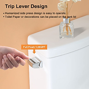 HOROW HR-ST076W Elongated Toilet with Left-Hand Trip Lever, One Piece Toilet for Bathroom, Soft Closing Seat Include, Single Side Flush High Efficiency 1.28 GPF, 12'' Rough-In, White Toilet Bowl