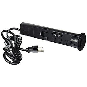 Balt Pop-Up Grommet Power Outlet and USB Charger, Requires a 2.36" (60mm) hole (66666) , Black