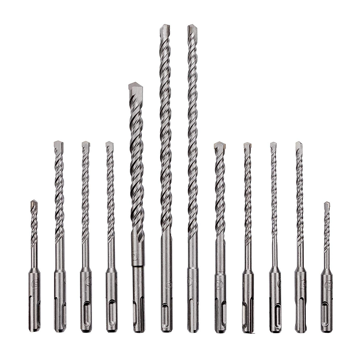 Rotary Hammer Drill Bits Set SDS Plus Bits Set Masonry Chisel Set 17pcs Drills for Impact Rotary Hammer Carbide-Tipped 4 Flutes Drill Bit for Bricks, Blocks, Stone with Storage Case