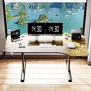 Shahoo Height Adjustable Electric Standing Desk 63 inch Computer Table, Home Office Workstation, 63", Rustic Brown