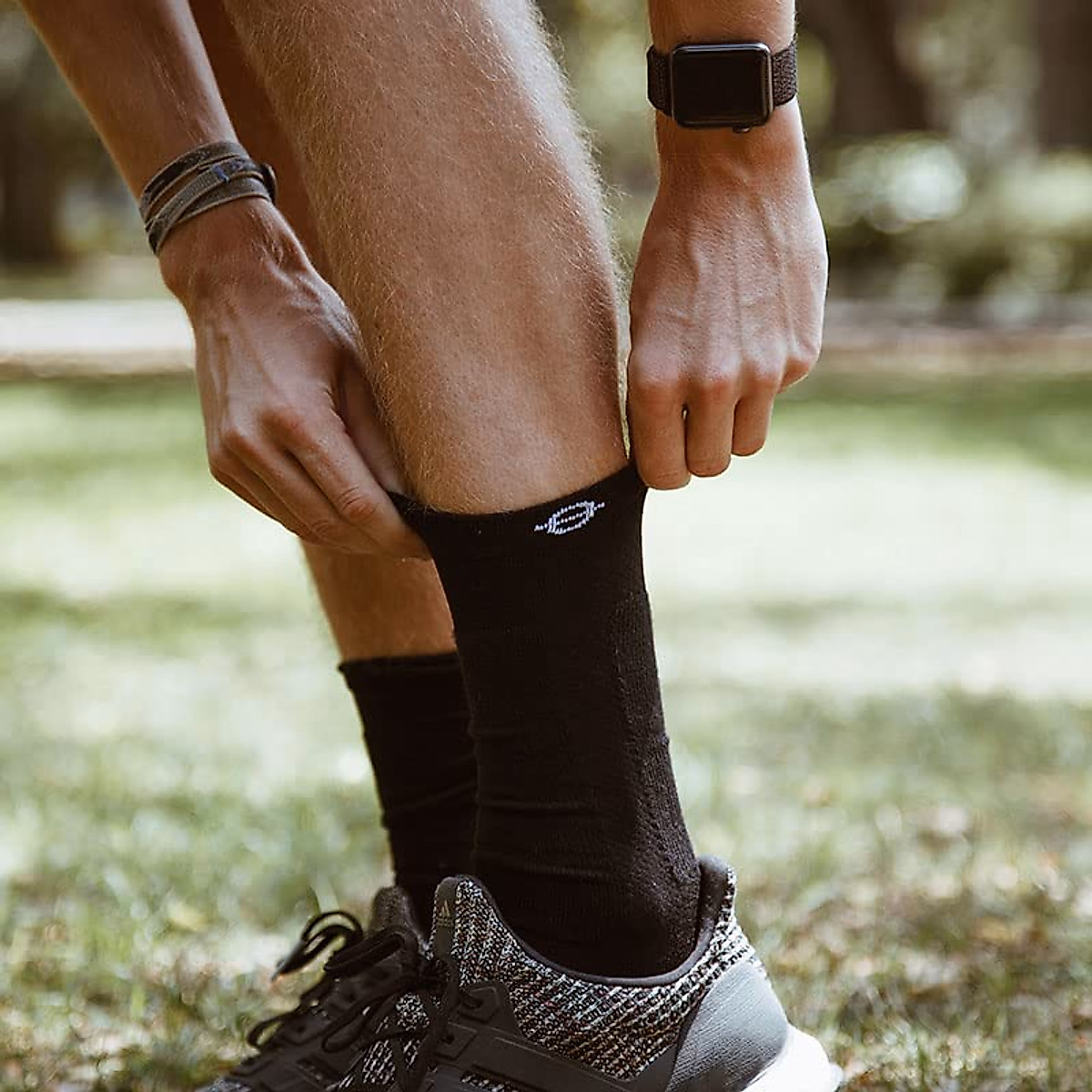 Lasso Performance Compression Athletic Socks — Increase Circulation While Running, Cycling, & Exercising - Black (Crew) - Small