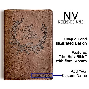 Hand Lettered and Laser Engraved NIV Reference Leathersoft Bible, Personalized Gift, Custom Name Engraving Available