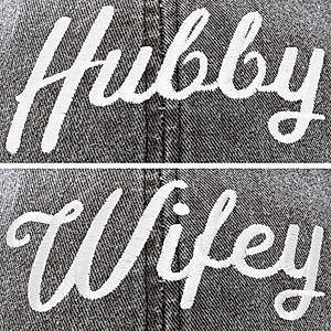 DALIX Wifey Hubby Couples Dad Hats Baseball Caps Gift Set of 2 in Washed Black