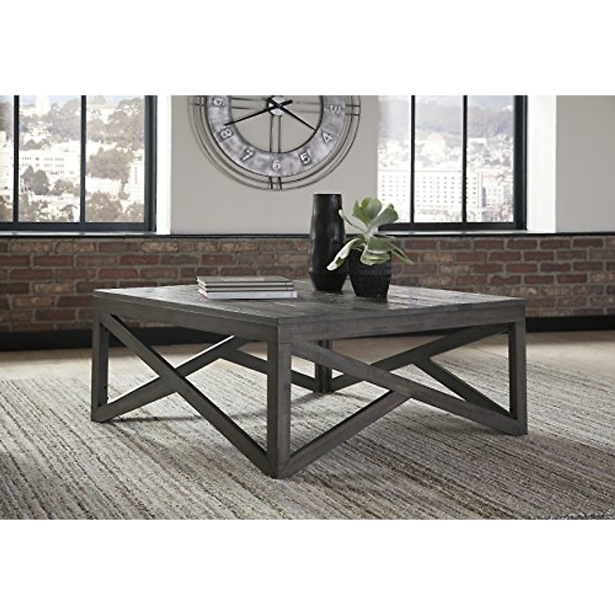 Signature Design by Ashley Haroflyn Rustic Square Coffee Table, Gray