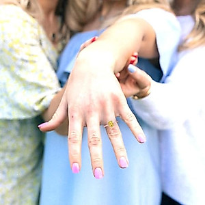 Clara Pucci 1.75ct Radiant Cut Custom Engraving Natural Citrine Engagement Wedding Solitaire W/Accent Ring 18K Rose Gold Size 3.5