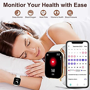 Smart Watch for Women(Dial/Answer Call) Full Touch Screen Smartwatch for Android iOS Phones Waterproof Fitness Tracker with Pedometer Heart Rate Sleep Monitor Digital Watches for Women with 3 Straps