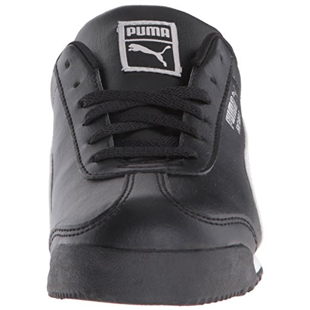 PUMA boys Roma Basic JR Sneaker, Black/White/Puma Silver, 4 M US Big Kid
