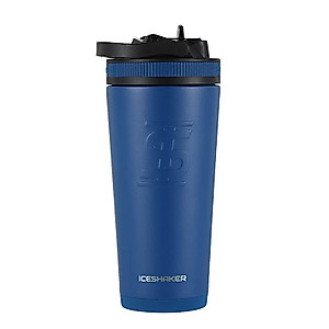 Ice Shaker 26 Oz Sport Bottle, Stainless Steel Water Bottle with Straw Lid, As Seen on Shark Tank, Insulated Water Bottle and Sports Water Bottle, Navy