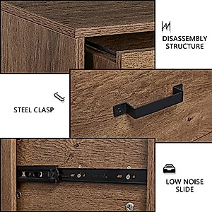 SYING88 Office Lateral File Cabinets, 2 Drawer Wood Lateral File Cabinet with Anti-tilt Mechanism, Storage Filing Cabinet for Home Office (Brown)
