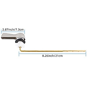Brushed Nickel Toilet Tank Flush Lever Replacement, Universal Front Mount Handle Toilet Tank Trip Lever with Stainless Steel Flapper Chains, Brass Toilet Handle, Easy Install
