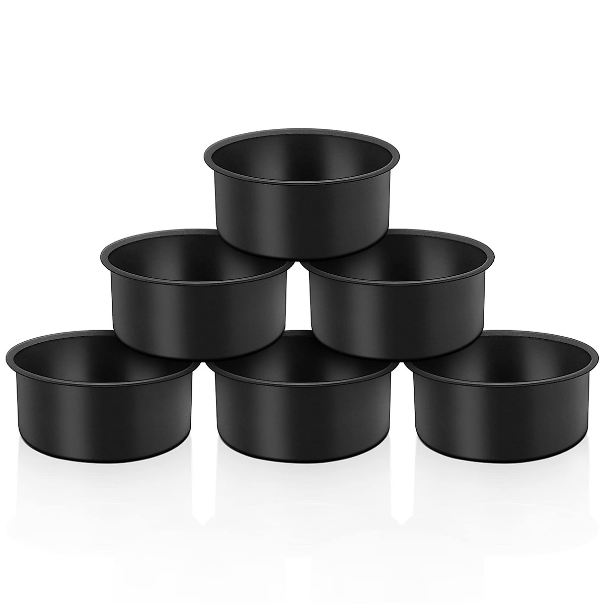 TeamFar 4 Inch Cake Pan, 6pcs Mini Round Baking Layer Cake Pan, with Non-Stick Coating Stainless Steel Core for Birthday, Party, Wedding, Healthy & Heatproof, Release Easily & Easy Clean