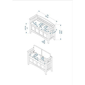Linon Home Decor Storage Bench with Short Split Seat Storage, Walnut, 50 inchw x 17 inchd x 25.25 inchh.