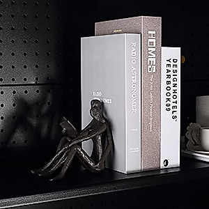 Ambipolar Romantic Reading Couple Bookshelf Decor, Cast Iron Bookend, Aesthetic Room Decor, Office Desk Decor, Home Decorative Bookend for Heavy Books, Satin Black