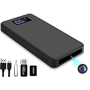 KEHZKCT 64GB Spy Camera Hidden Camera 10000 mAh Full HD 1080P Mini Spy Hidden Camera,Nanny Cam Hidden Camera,Small Security Hidden Camera with Gravity Sensor/Night Vision - No WiFi