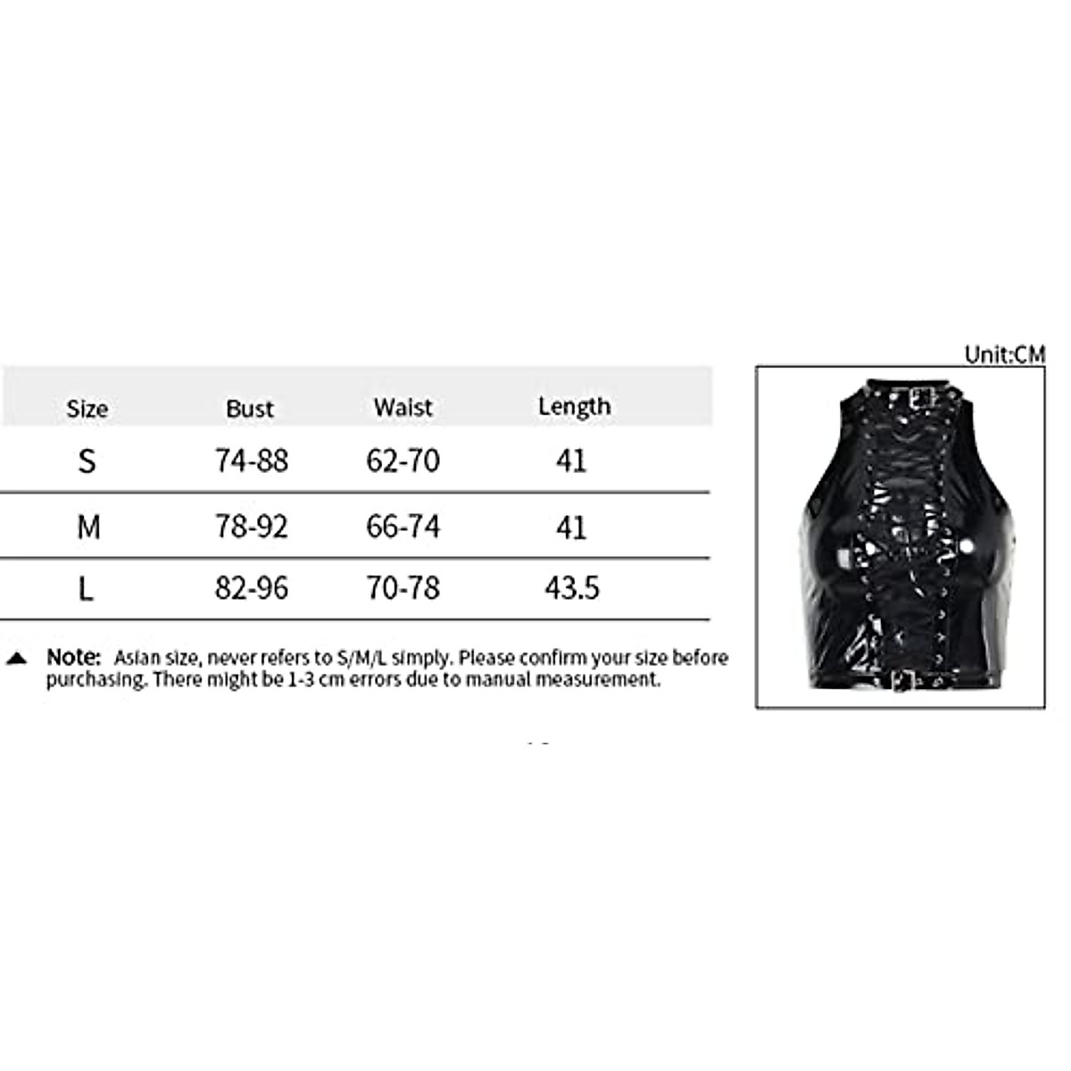 Women Goth Crop Top Black Leather Punk Harajuku Bandage Buckle Vest Hollow Out Halter Neck Camisole