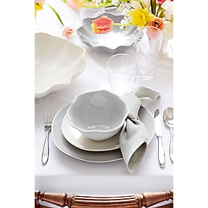 Portmeirion Sophie Conran Arbor Pasta Bowl | Set of 4 Bowls for Pasta, Salad, Soup and Side Dishes | 9-inch Organic Shape Stoneware | Dishwasher Safe (Dove Grey)