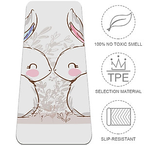 Rabbit Bunny Yoga Mat Thick Non Slip Yoga Mats for Women&Girls Exercise Mat Soft Pilates Mats