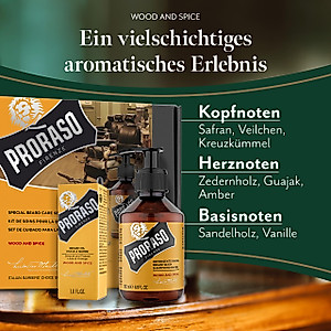 Proraso Beard Care Kit for Men, Beard Wash & Oil with Sandalwood to Tame, Cleanse & Detangle Full, Thick and Coarse Beards, Wood & Spice