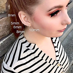 OreilleStar Nose Rings Septum Hoops Hypoallergenic 316L Surgical Steel Small Round Clicker Hinged Earrings Gold 16Gauge 6MM for Helix Cartilage Daith Snug Tragus Lobe