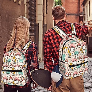 PARN Cute Mushroom Backpack For Women Men, 16.9 Inch Cute Mushroom Laptop Backpack College Bag Cute Travel Backpack