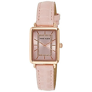 Anne Klein Women's Japanese Quartz Dress Watch with Faux Leather Strap, Pink, 14 (Model: AK/3820RGPK)