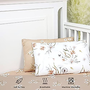 CARUILI Toddler Pillowcase 2 Pack, Fits 13"x 18" or 14"x19" Kids Pillow, Silky Soft & Breathable Envelope Closure Kids Pillowcases Cover Set for Sleeping, Travel, Wildflower