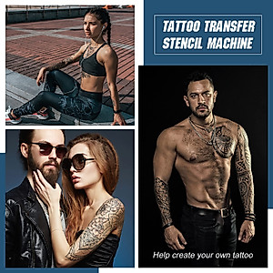 Tattoo Transfer Stencil Machine with 30 Pieces A4 Tattoo Transfer Paper Tattoo Printer Machine Thermal Stencil Paper Printer Mini Thermal Copier Printer for Tattoo Supplies (Silvery Grey)