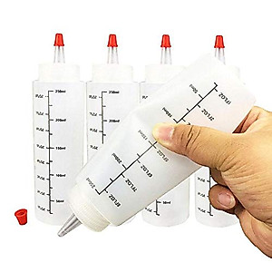 12 Pack 8 oz Plastic Squeeze Bottles,Polyethylene Durable Plastic,Clear Bottles,Red Cap,for Ketchup,Condiments,BBQ Sauce,Dressing,Barbecue,Grilling,Crafts,Syrup and More