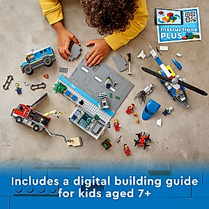 LEGO City Police Chase 60317 Bank with Helicopter, Drone and 2 Truck Toys for Kids 7 Plus Years Old, 2022 Adventures Series Building Sets