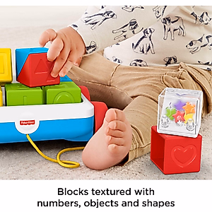 Fisher-Price Pull-Along Activity Blocks, Toy Wagon for Babies