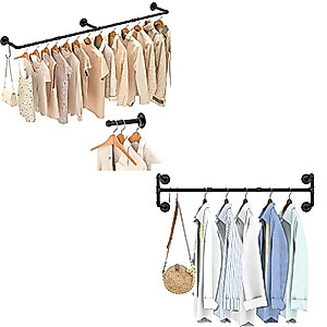Industrial Clothes Hanging Rod Heavy Duty Garment Rack Bar for Closet Laundry Room Storage