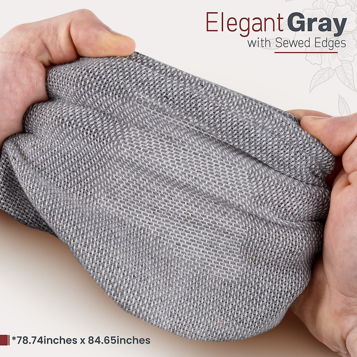 79" x 85" Large Primary Tufting Cloth - Durable Tufting Fabric with Sewed Edges - Monks Cloth for Tufting Gun & Needle Punch, Rug Backing Fabric, for DIY Enthusiasts, (Grey)