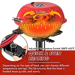HAPPYGRILL 1600W Portable Electric Grill Outdoor BBQ Grill for 15-Serving, Electric Barbecue Grill for Indoor & Outdoor Use, Portable Stand BBQ Grill for Patio Balcony Kitchen Garden